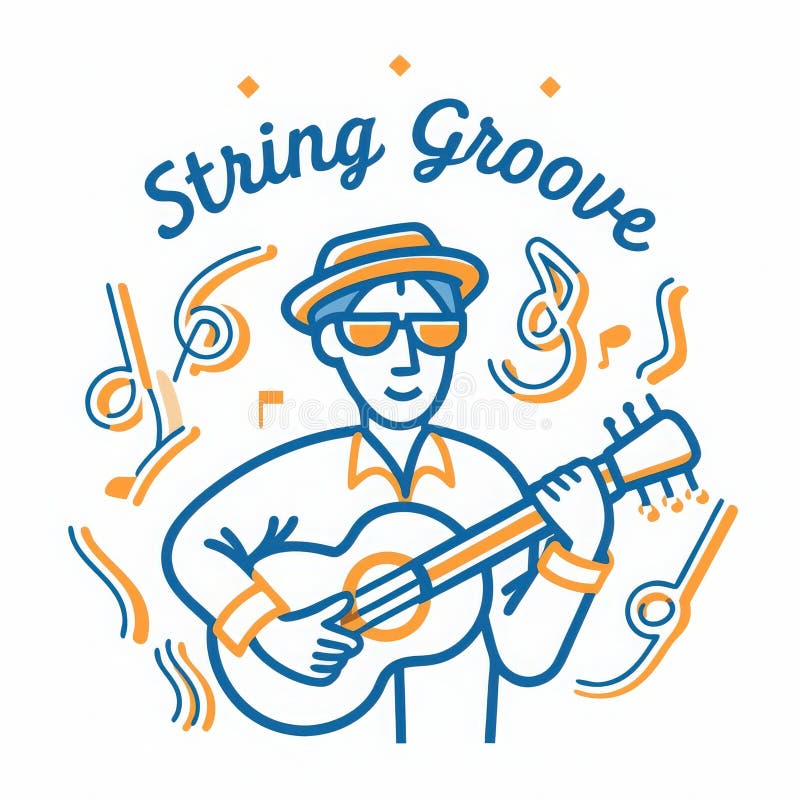 Dynamic Jazz Guitarist Sticker with Expressive String Play Stock ...