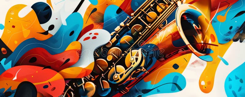 Dynamic Jazz Music Background with Bold, Bright Colors and Explosive ...