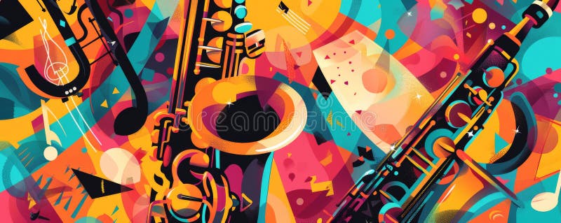 Dynamic Jazz Music Background with Bold, Bright Colors and Explosive ...