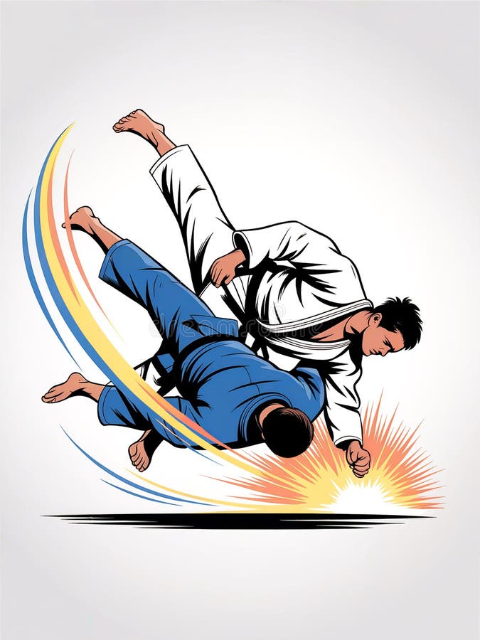 Dynamic Judo Throw Action Illustration Stock Illustration ...