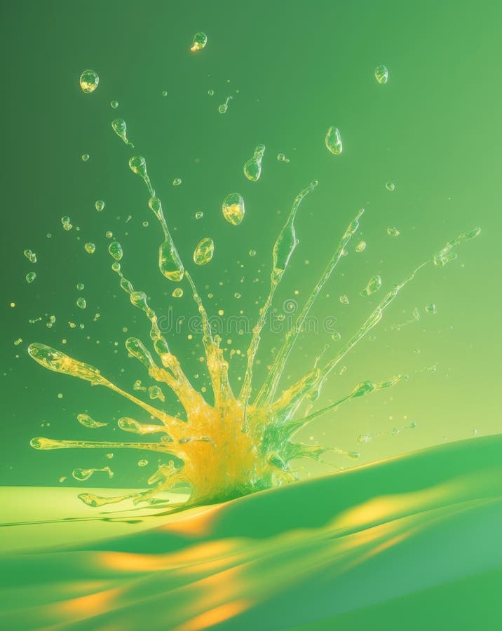 Dynamic Juice Droplets Exploding Amidst a Green Background. Stock Photo ...