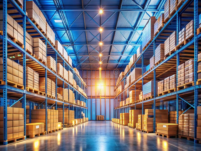 Dynamic 4K Loop Animation of a Modern Warehouse Overflowing with ...