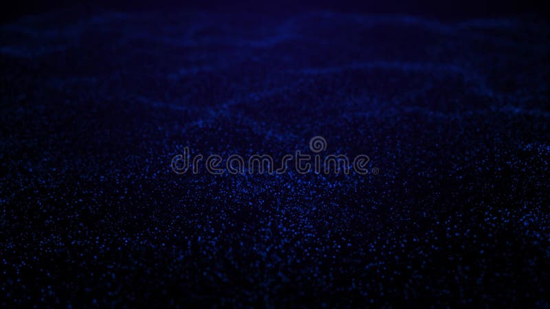 Dynamic 4K Loop: Neon Particles Illuminate Dark Blue Waves in a ...