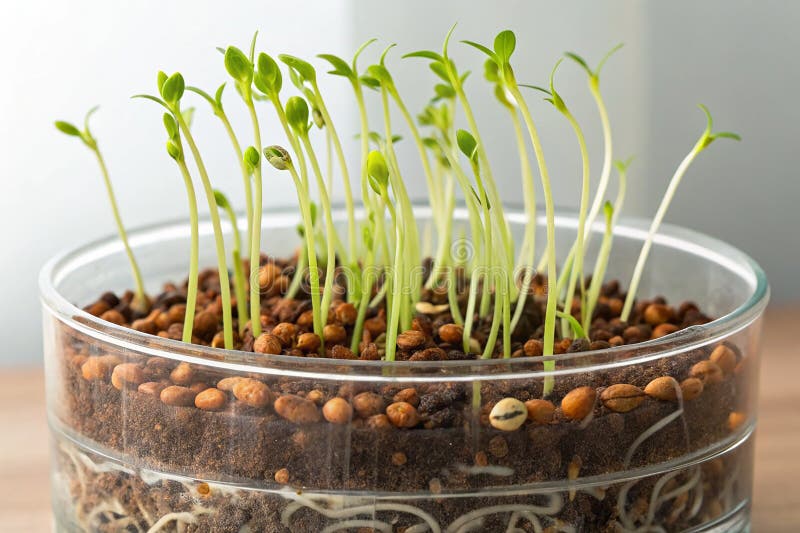 Dynamic 4k Timelapse of Budding Sprouts Growing in Clear Glass Container Stock Illustration ...
