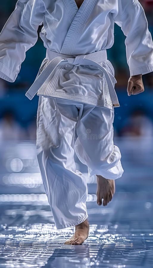 Dynamic Karate Uniform Movement in Kata Performance Summer Olympics ...