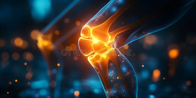 Dynamic Knee Joint Illustration Showing Bone Structure and Ligaments ...