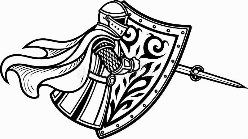 Dynamic Knight with Spear Shield, Action Warrior Vector Art, Vector ...