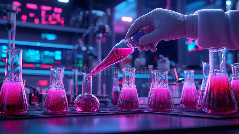 A Dynamic Laboratory with an Array of Multicolored Fluids in Glass ...