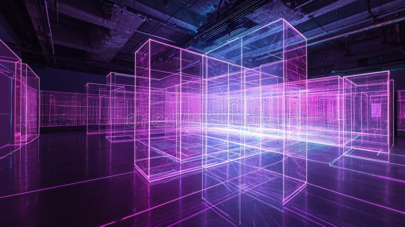 Dynamic Laser Grids Transcend Digital Art Space Modern Gallery ...
