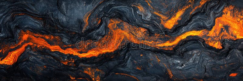 Dynamic Lava Flow with Vivid Orange and Black Swirling Patterns ...