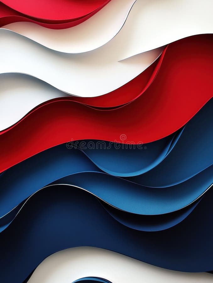 Dynamic Layered Waves of Red, Blue, and White Create a Powerful ...