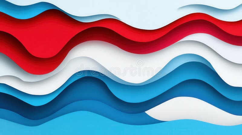 Dynamic Layered Waves in Red, Blue, and White Create a Striking Paper ...