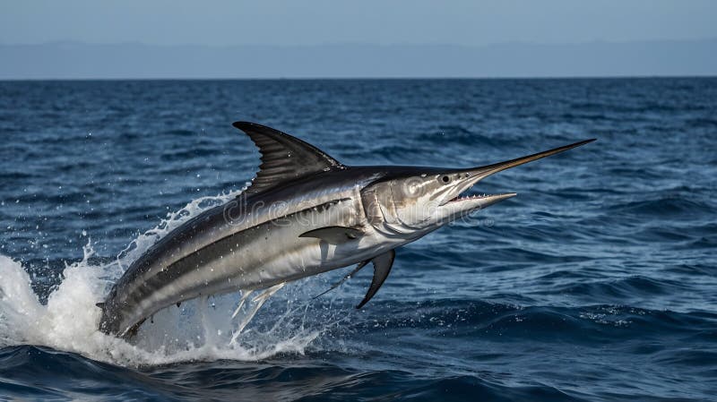 Dynamic Leap: Atlantic Blue Marlin Breaking the Surface in a Burst of ...
