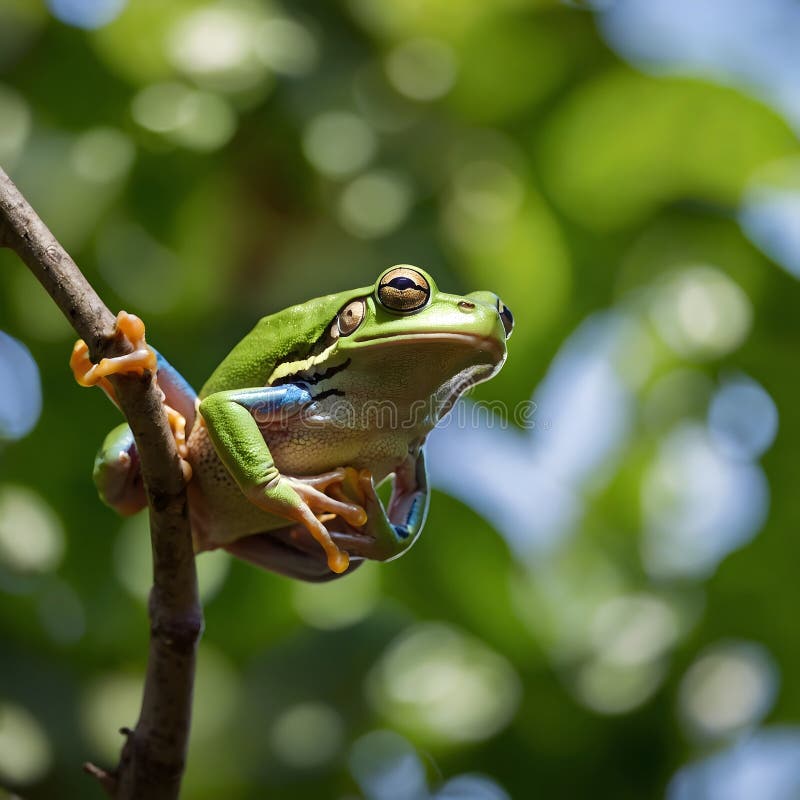 Tree Frog Leaping Branches Lush Jungle Habitat Stock Photos - Free ...
