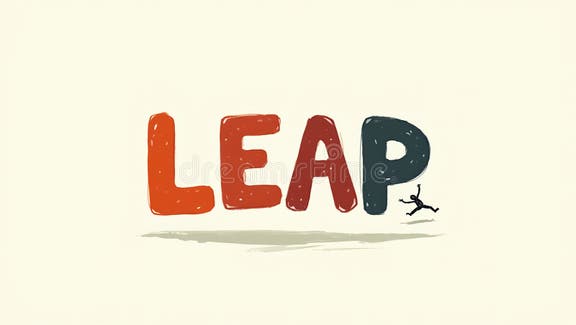 Dynamic Leap Word with Energetic Figure Doodle Stock Illustration ...