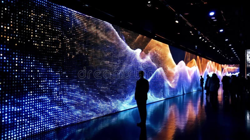 Dynamic LED Wall Display Showcasing Abstract Data Visualizations. Stock ...