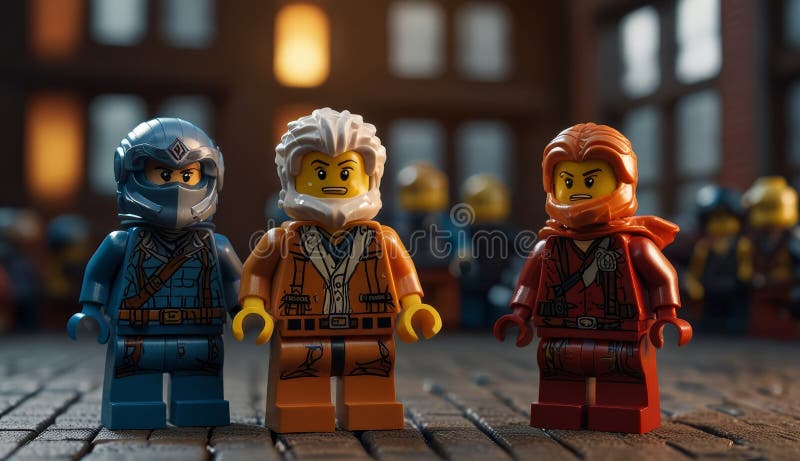 Dynamic Lego Character Ensemble Stock Illustration - Illustration of ...
