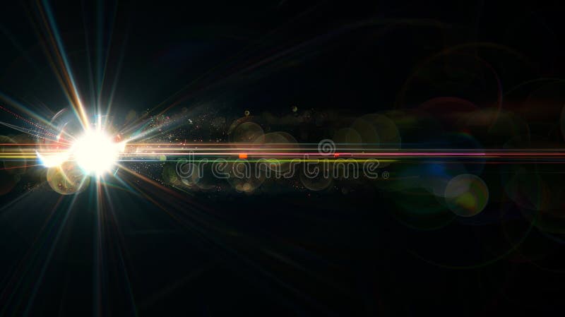 Dynamic Lens Flare Effect on Black Background Stock Image - Image of ...