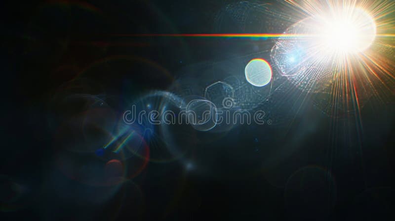Dynamic Lens Flare Effect on Black Background Stock Photo - Image of ...