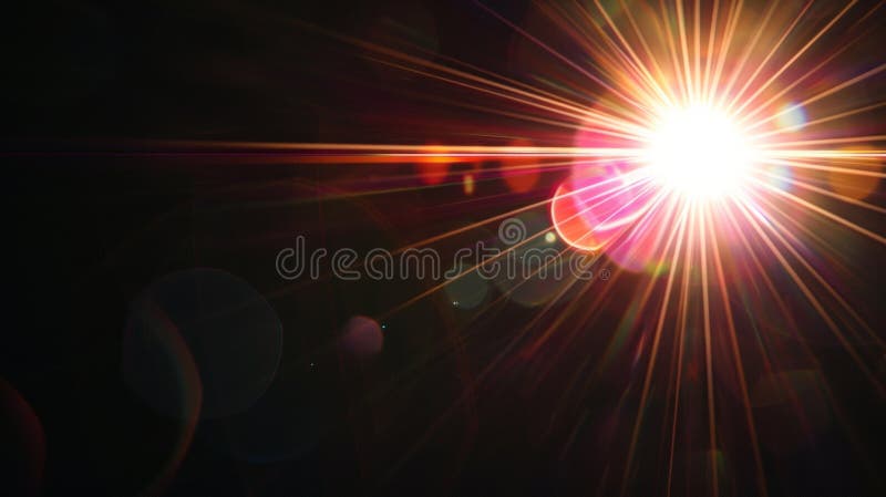 Dynamic Lens Flare Effect on Black Background Stock Photo - Image of ...