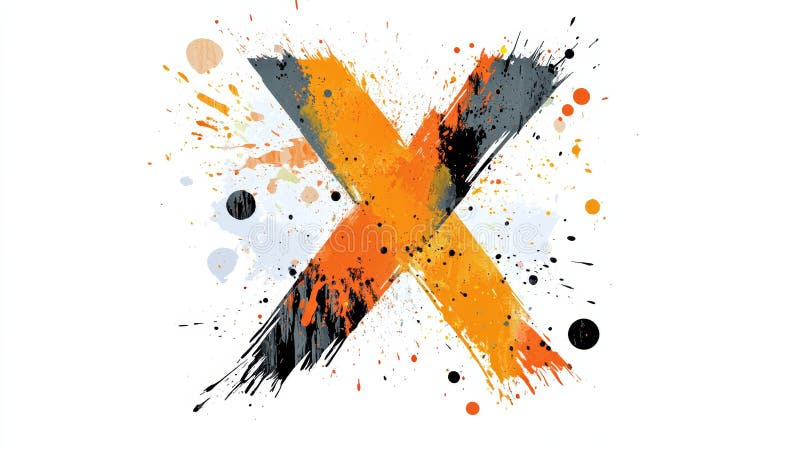 Dynamic Letter X Abstract White Background with Vibrant Splashes and ...