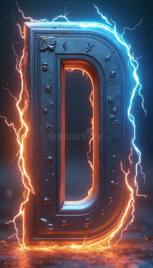 Dynamic Letter D Surrounded by Electric Energy Stock Image - Image of ...