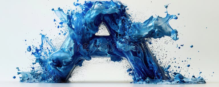 Dynamic Letter a Splash Art in Vibrant Blue Paint Creating an Abstract ...