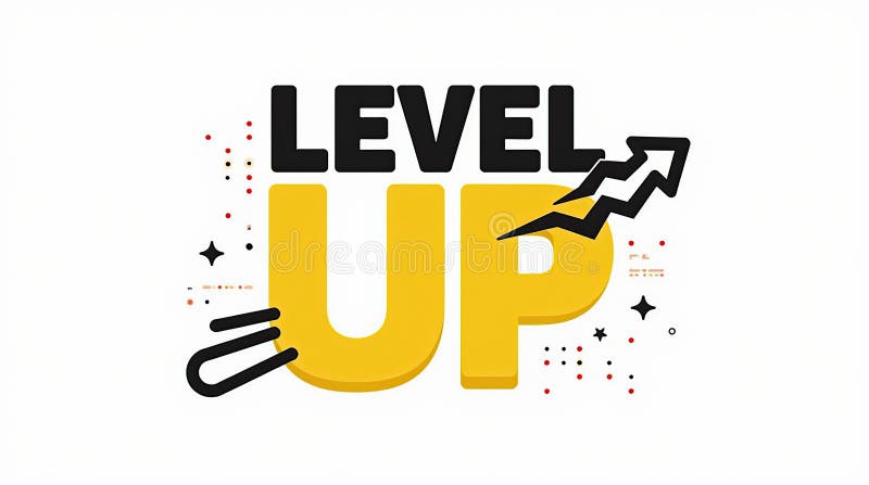 Dynamic Level Up Graphic with Bold Design Elements Stock Illustration ...