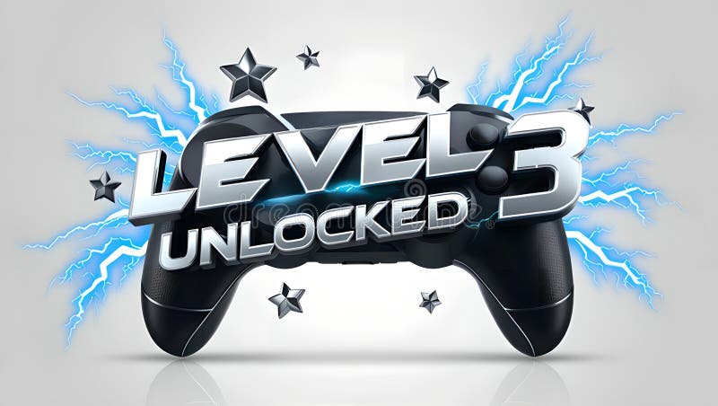 Dynamic Level-up Graphic with a Game Controller, Electric Blue Effects ...