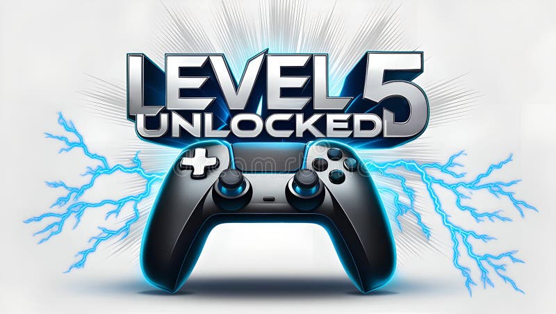 Dynamic Level-up Graphic with a Game Controller, Electric Blue Effects ...