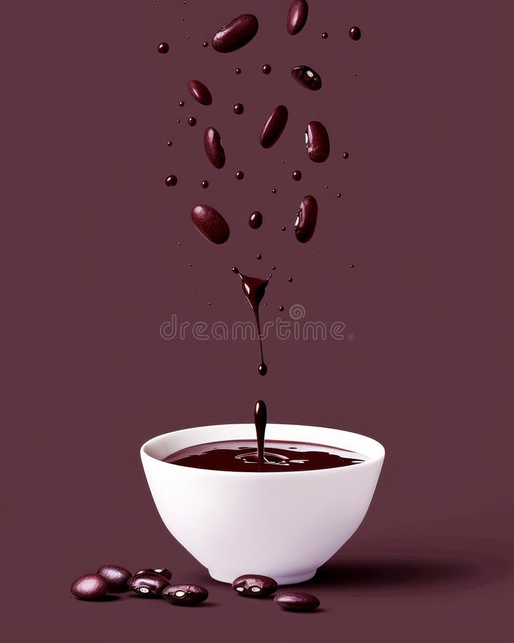 Dynamic Levitating Coffee Beans Pouring into White Cup with Splashing ...
