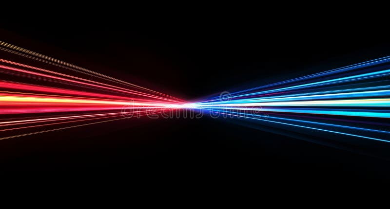 Dynamic Light Beams Converging: Red and Blue Streaks on Black ...
