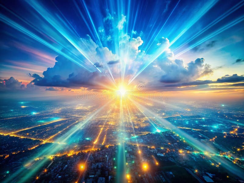 Dynamic Light Blue Abstract Background with Sparkling Concentration ...