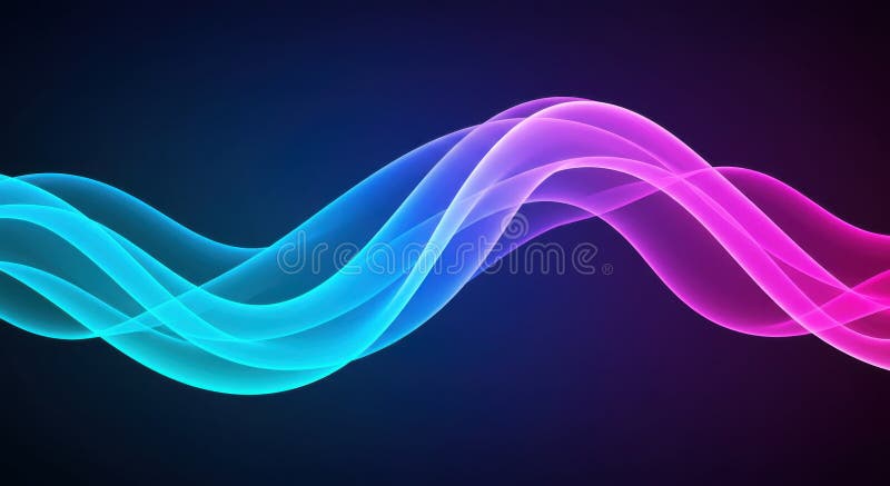 Dynamic Light Flow with Neon Waves in a Gradient Pattern on Black Stock ...
