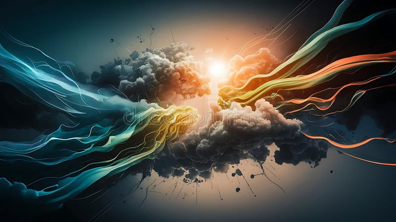 Dynamic Light Fusion - Abstract Energy Art Wallpaper Stock Image ...