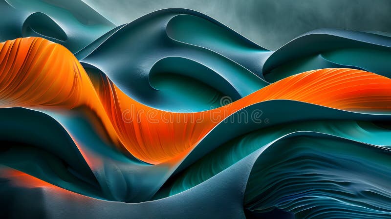 Waves of Green and Orange Form Dynamic Curved Variations. Stock ...