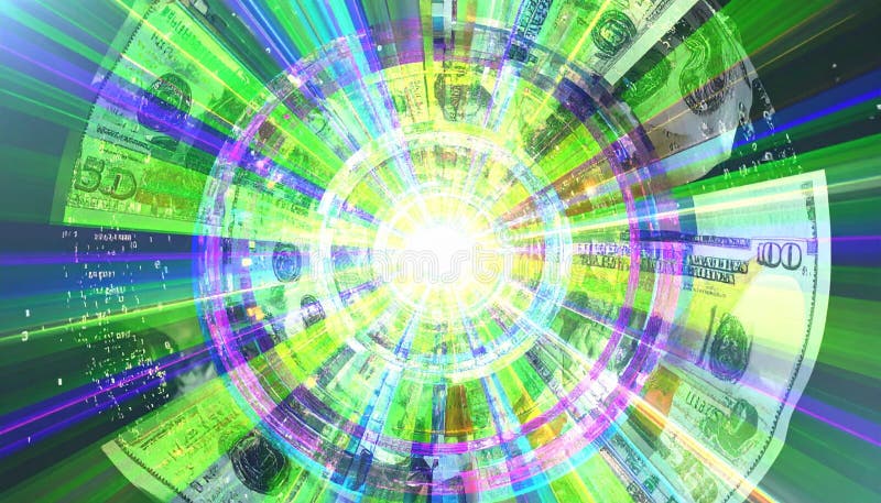 Dynamic Light Patterns Surrounding Currency Digital Art Abstract ...