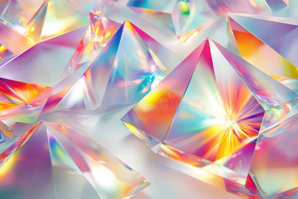 Dynamic Light Reflections and Triangular Prisms Creating a Rainbow ...