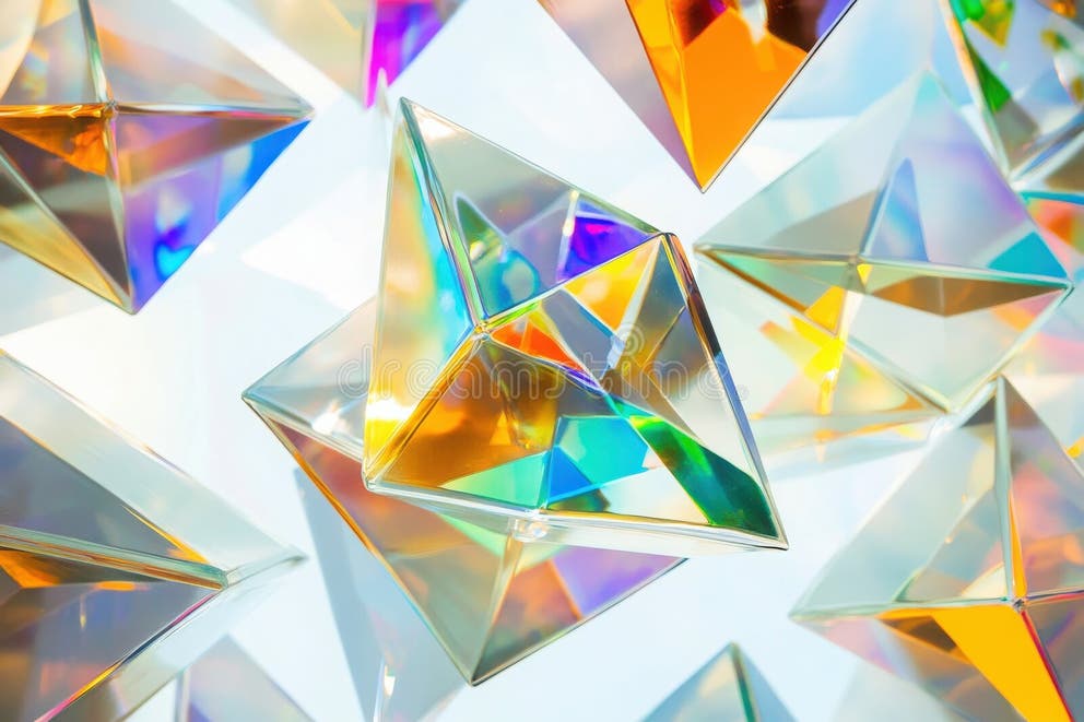 Dynamic Light Reflections and Triangular Prisms Creating a Rainbow ...