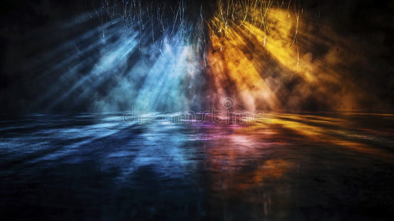 Dynamic Light Show Colorful Shadows Shifting on Water Abstract Art ...