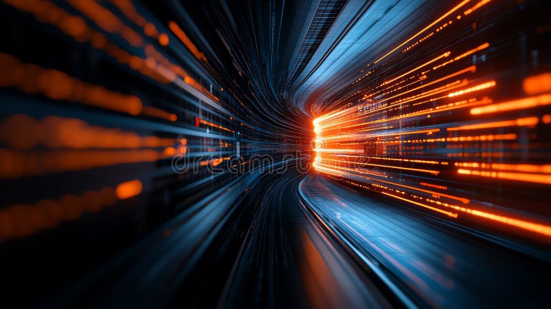 Dynamic Light Streaks in a Tunnel, Representing Speed and Technology Stock Illustration ...