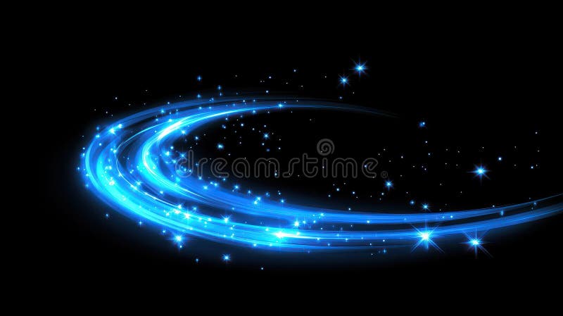 Dynamic Light Stream: Swirling Blue Energy with Sparkling Stars on a ...