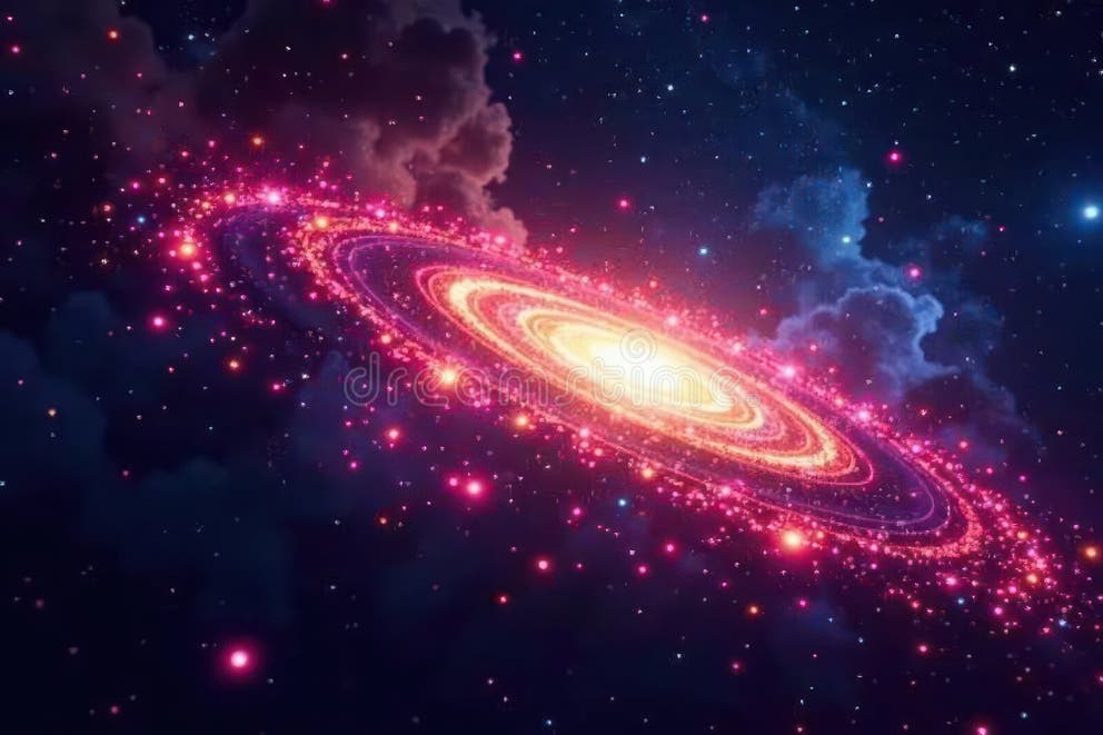 Dynamic Light Trails, Celestial Dance, Galactic Core, Stars, Powerful Stock Illustration ...