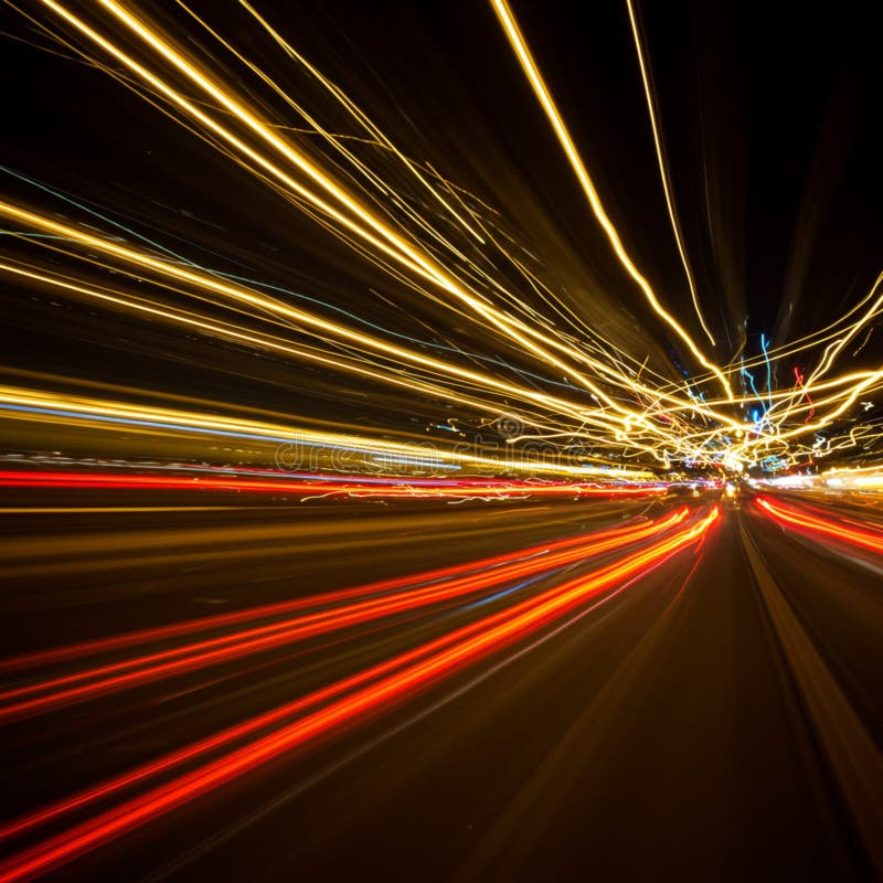 Dynamic Light Trails Create an Illusion of Speed, with Converging Lines ...