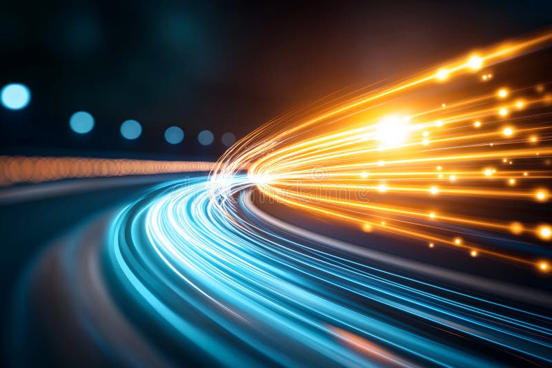 Abstract Blue Light Streaks Blurred Motion Dynamic Effect Generative Ai ...