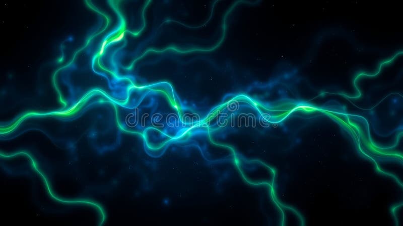Mysterious Glowing Strings of Green Energy Stock Illustration ...