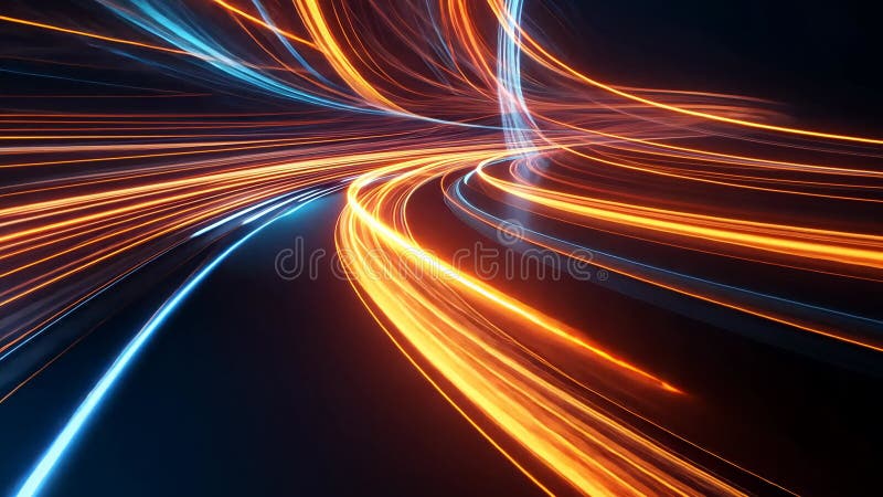Dynamic Light Trails in Motion, Abstract Neon Background. Futuristic ...