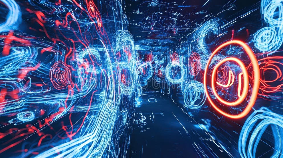 Dynamic Light Trails and Neon Patterns in an Immersive Digital Art ...