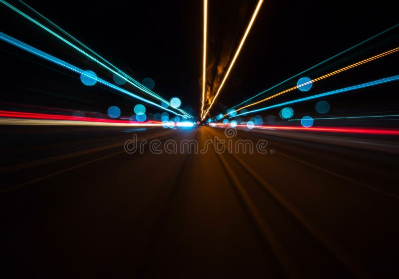 Dynamic Light Trails on a Night Highway Stock Illustration ...