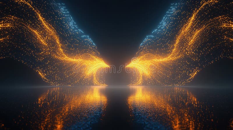 Dynamic Light Waves Creating Ethereal Patterns in a Digital Realm Stock ...